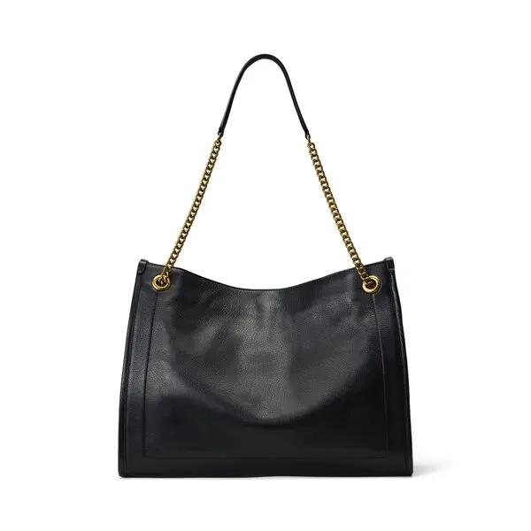 Ralph Lauren Pebbled Leather Large Bradley Tote Bag - Black