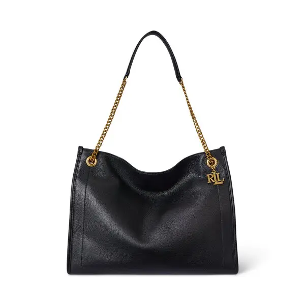 Ralph Lauren Pebbled Leather Large Bradley Tote Bag - Black