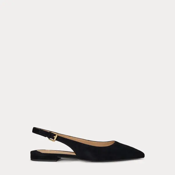 Ralph Lauren Londyn Suede Slingback Flats - Black