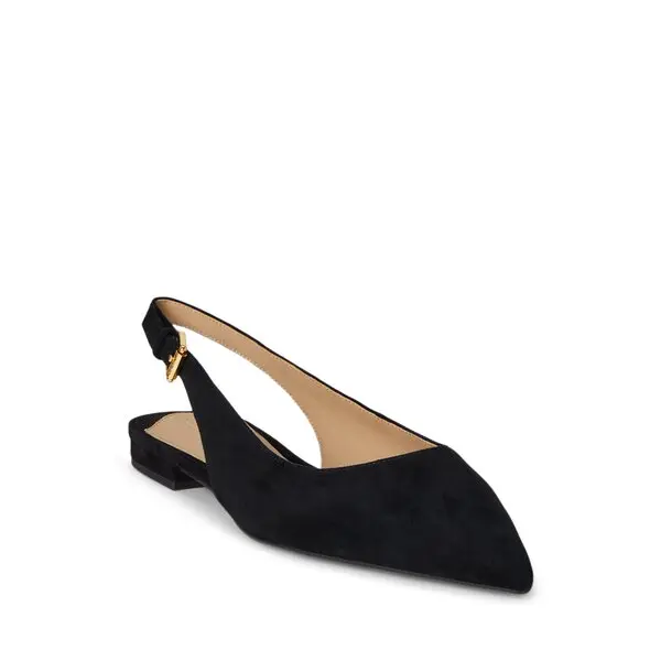 Ralph Lauren Londyn Suede Slingback Flats - Black
