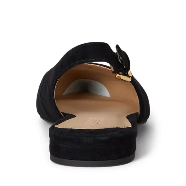 Ralph Lauren Londyn Suede Slingback Flats - Black