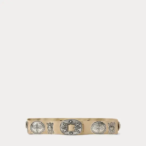 Ralph Lauren Suede Cast Concho Belt - Light Sand