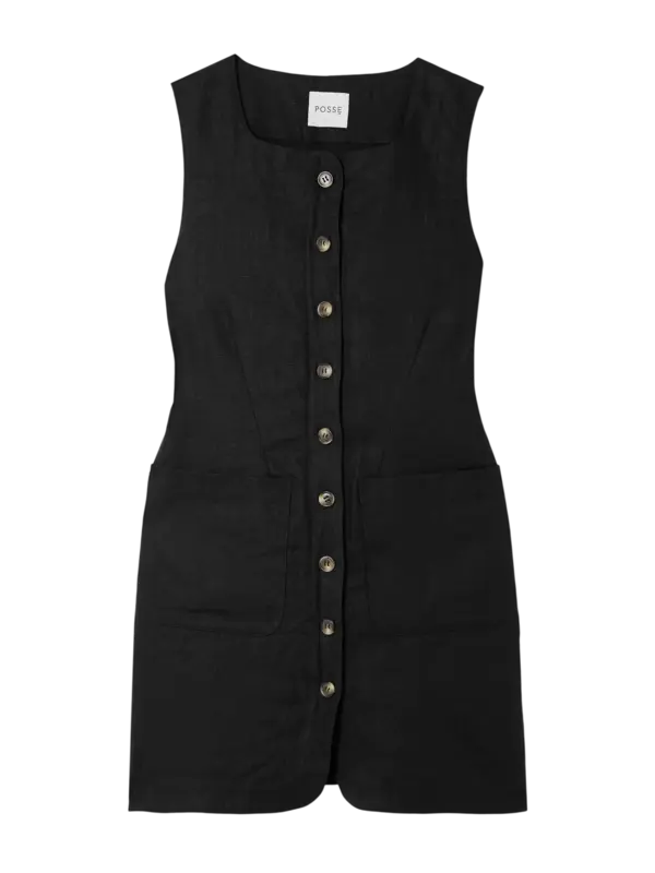 Posse Emma Linen Mini Dress - Black