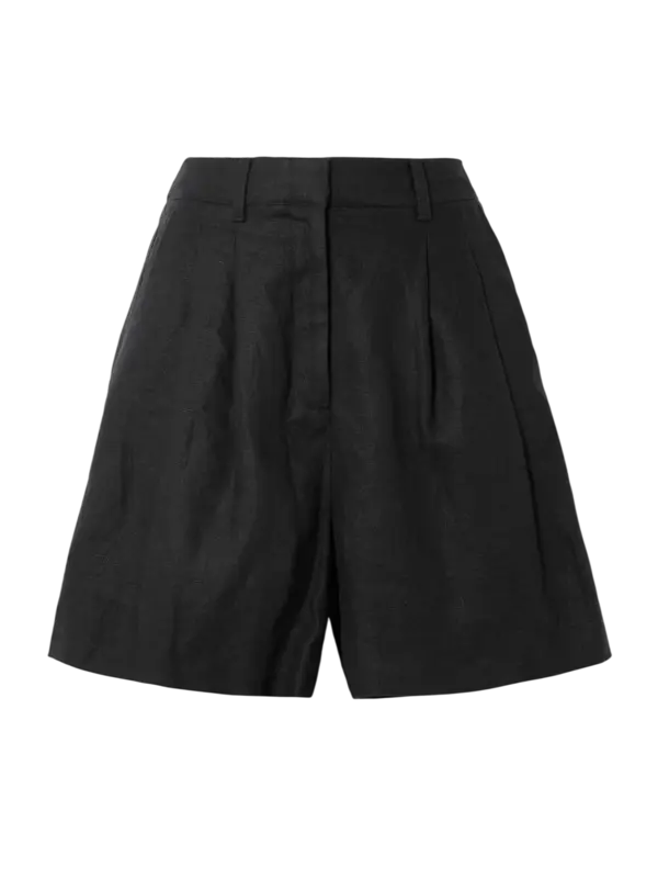 Posse Marchello Pleated Linen Bermuda Shorts - Black