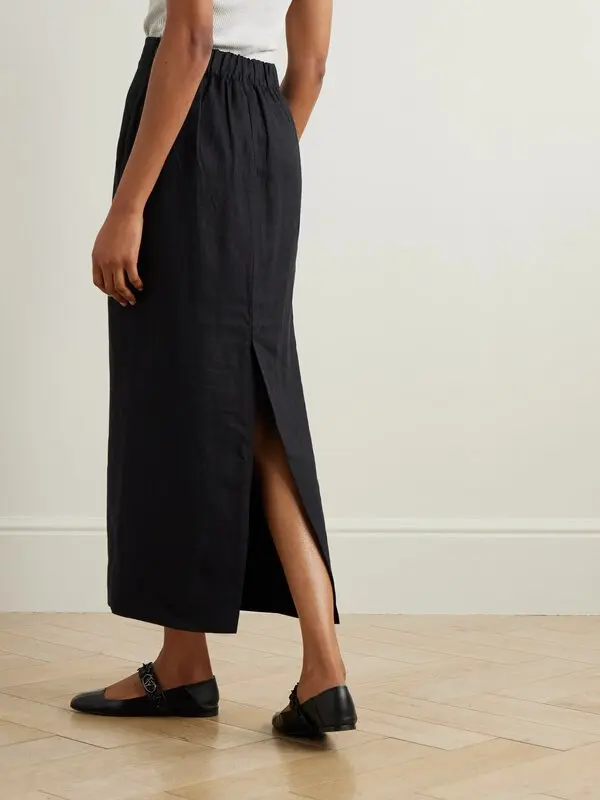 Posse Emma Linen Midi Skirt - Black