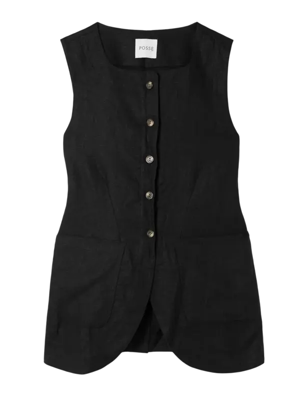 Posse Emma Linen Vest - Black