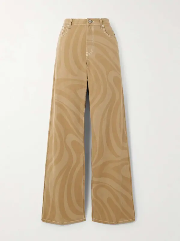 Emilio Pucci Printed Cotton-canvas Wide-leg Pants - Beige