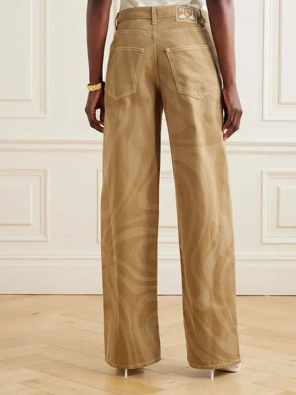 Emilio Pucci Printed Cotton-canvas Wide-leg Pants - Neutrals