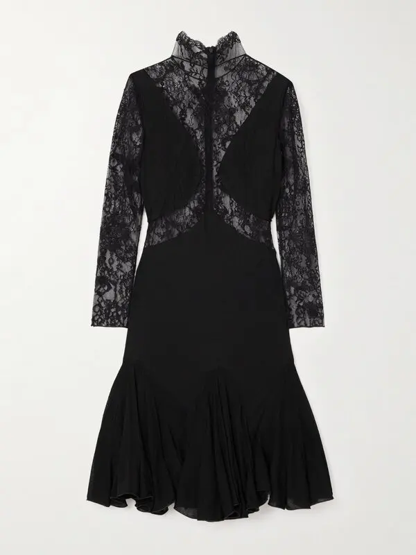 Givenchy Lace And Knitted Midi Dress