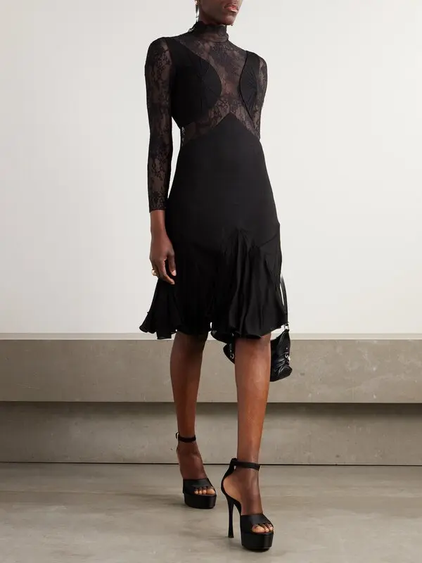 Givenchy Lace And Knitted Midi Dress