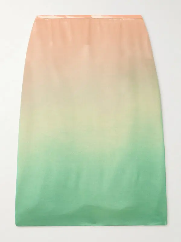 JIL SANDER Dégradé-satin Midi Skirt - Green