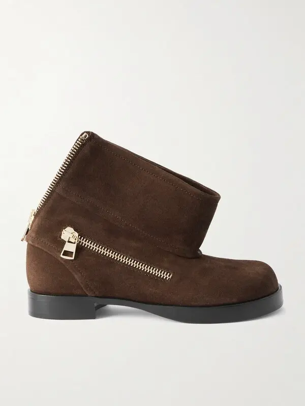 JW Anderson Zip-detailed Suede Ankle Boots