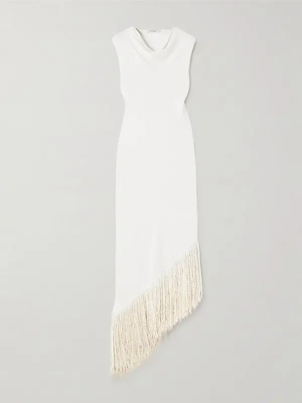 Gabriela Hearst Awar Fringed Silk-bouclé Maxi Dress - Neutrals