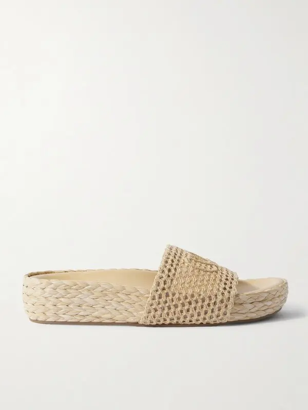 Chloé Isla Crocheted Raffia Slides - Neutrals