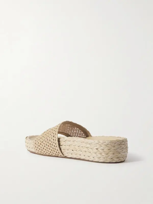 Chloé Isla Crocheted Raffia Slides - Neutrals