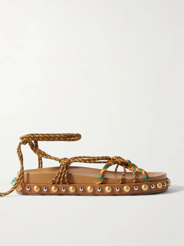 AQUAZZURA Tropical Rope-embellished Raffia Sandals - Brown