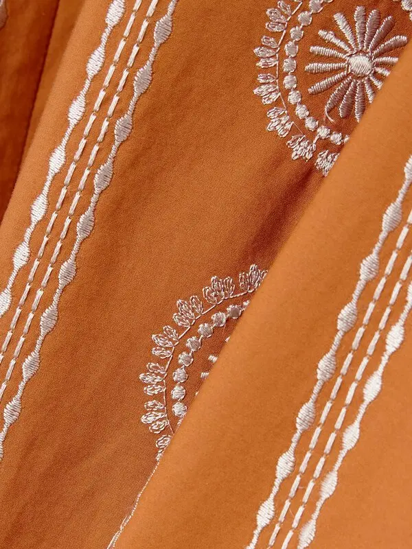 EMPORIO SIRENUSE Elida Embroidered Silk Midi Dress