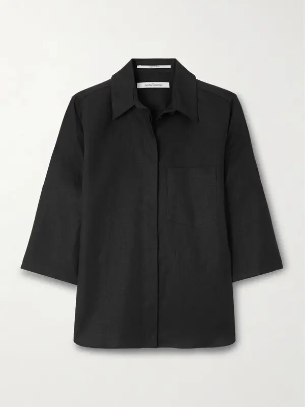 Another Tomorrow Linen Shirt - Black