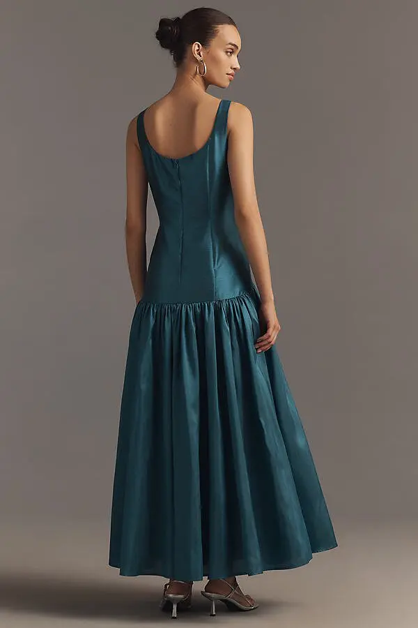 Hutch Gabriella V-Neck Drop-Waist Maxi Dress - Blue | Editorialist