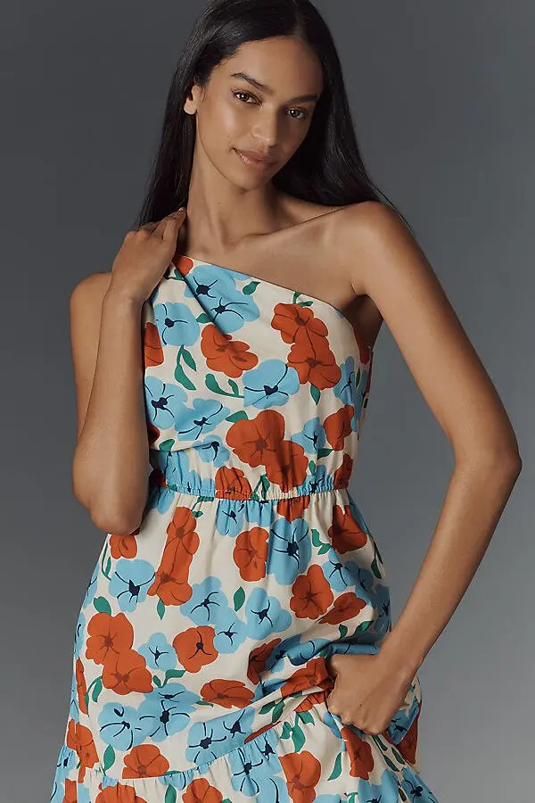 english factory one shoulder dress Print One Shoulder Maxi Dress