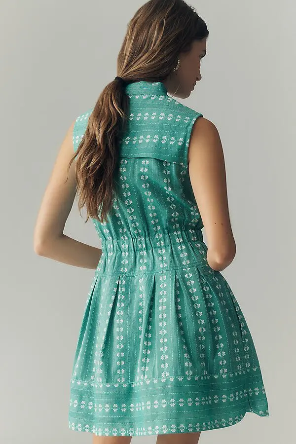 Maeve Sleeveless V-neck Shirtdress - Green
