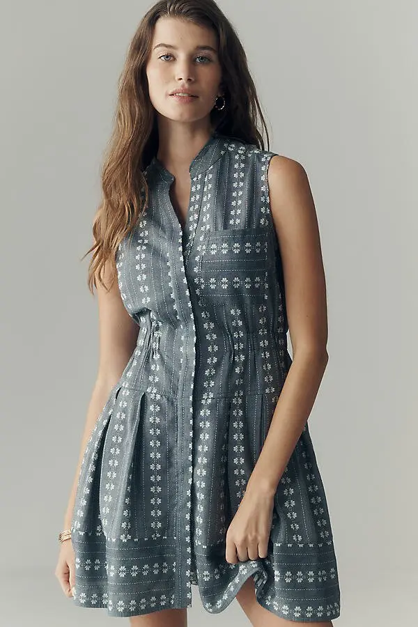 Maeve Sleeveless V-neck Shirtdress