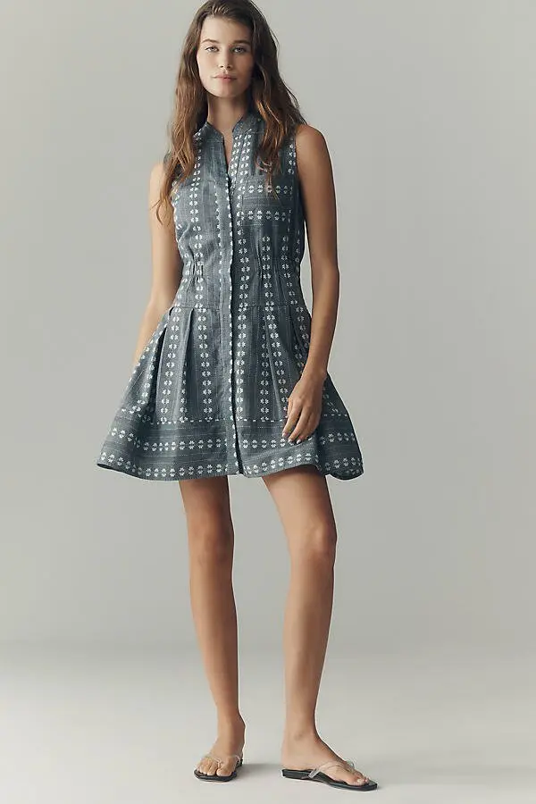 Maeve Sleeveless V-neck Shirtdress