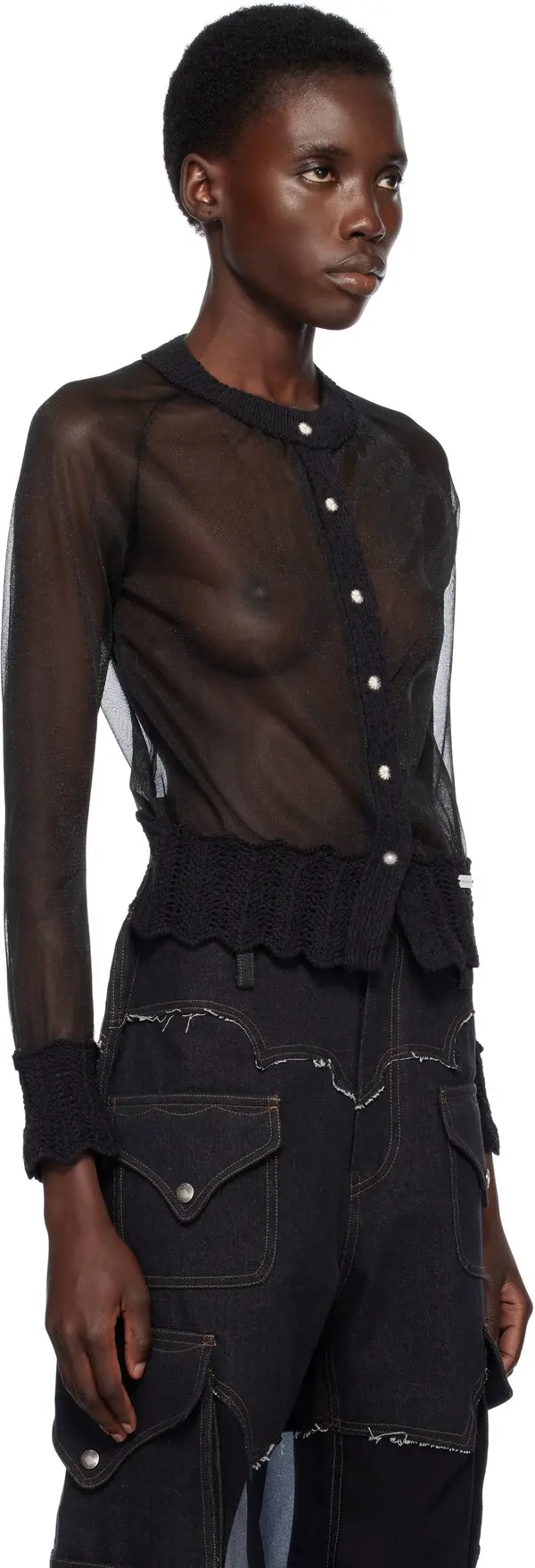 Buy Andersson Bell Sheer Knit Cardigan - Black At 15% Off