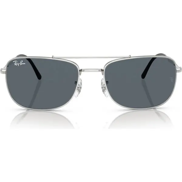 Ray-ban 62mm Rectangular Sunglasses - Silver