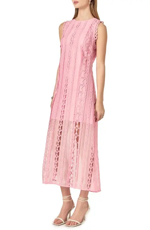 Endless Rose Lace Overlay Midi Dress - Pink