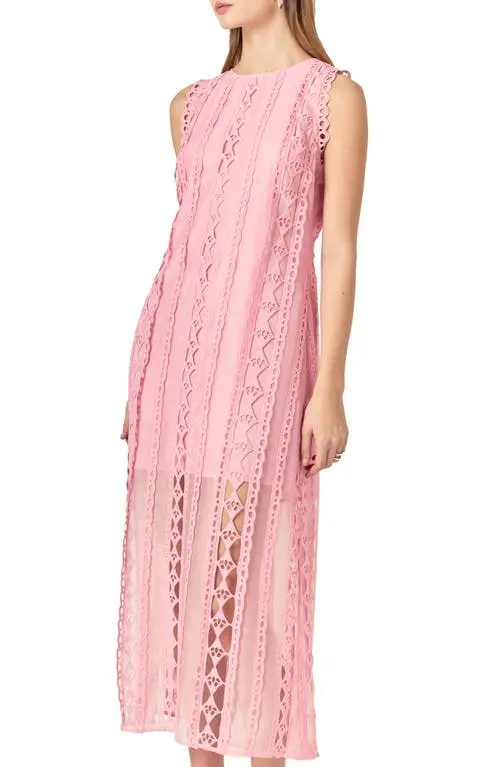 Endless Rose Lace Overlay Midi Dress - Pink