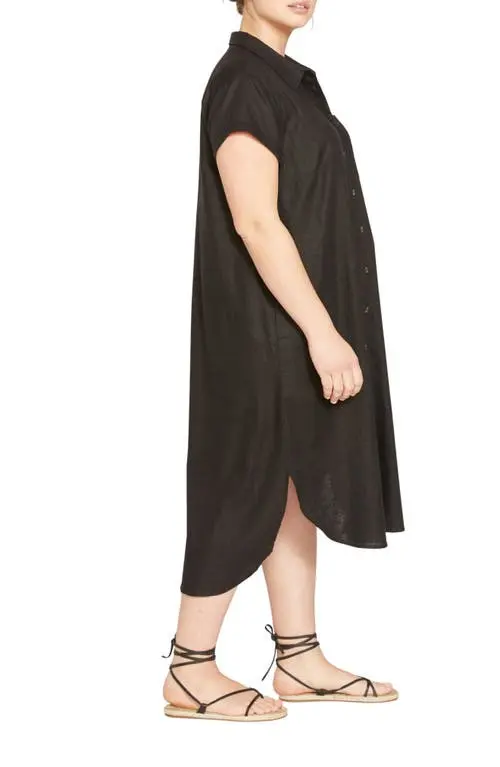 Universal Standard Dune Linen Blend Midi Shirt Dress - Black