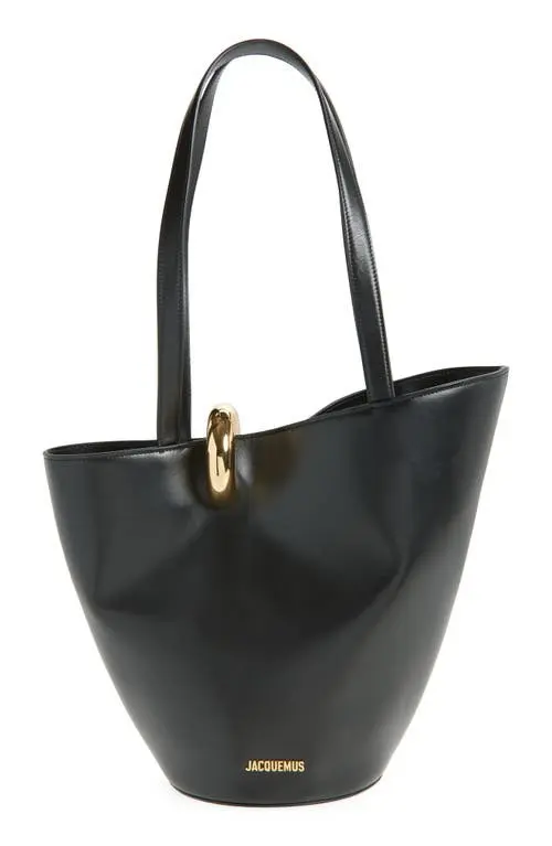Jacquemus The Medium Bambola Asymmetric Leather Bucket Bag - Black 990