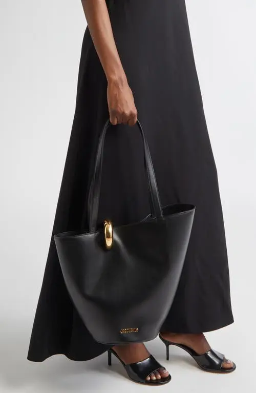Jacquemus The Medium Bambola Asymmetric Leather Bucket Bag - Black 990