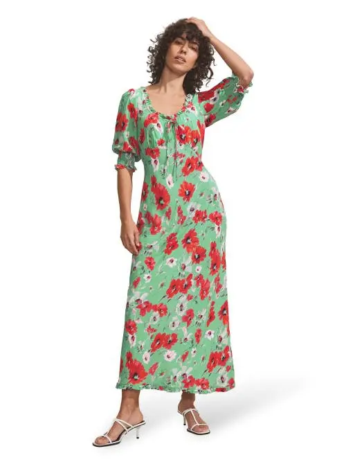 RO&ZO Poppy Print Tie Front Dress