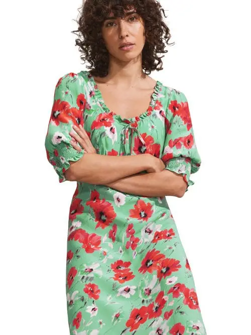 RO&ZO Poppy Print Tie Front Dress