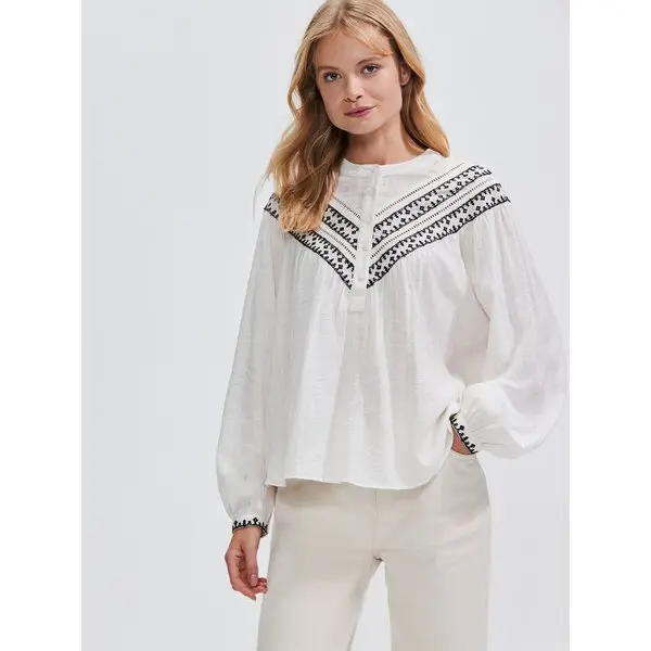 RO&ZO Embroidered Yoke Blouse