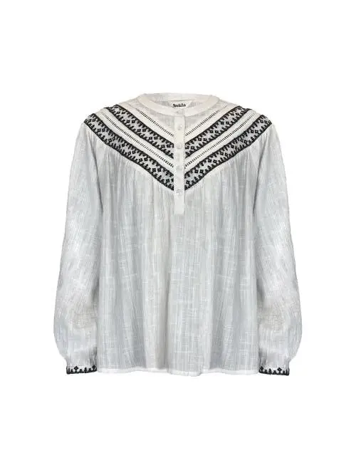 RO&ZO Embroidered Yoke Blouse