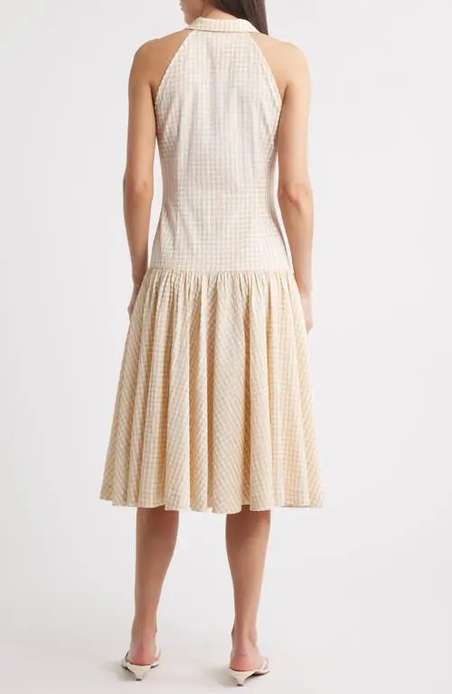 Rare London Gingham Sleeveless Midi Dress In Ivory/ Yellow - 60% Off |  Editorialist
