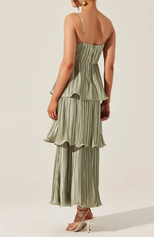 Astr The Label Lupin Plissé Sleeveless Tiered Maxi Dress