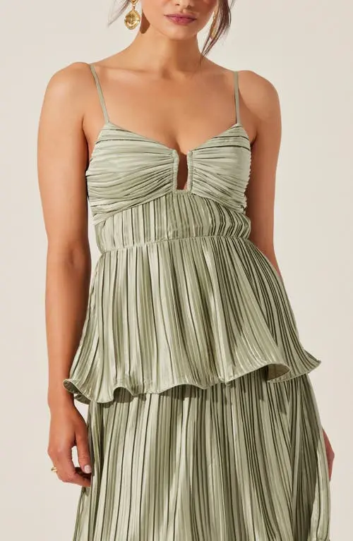 Astr The Label Lupin Plissé Sleeveless Tiered Maxi Dress