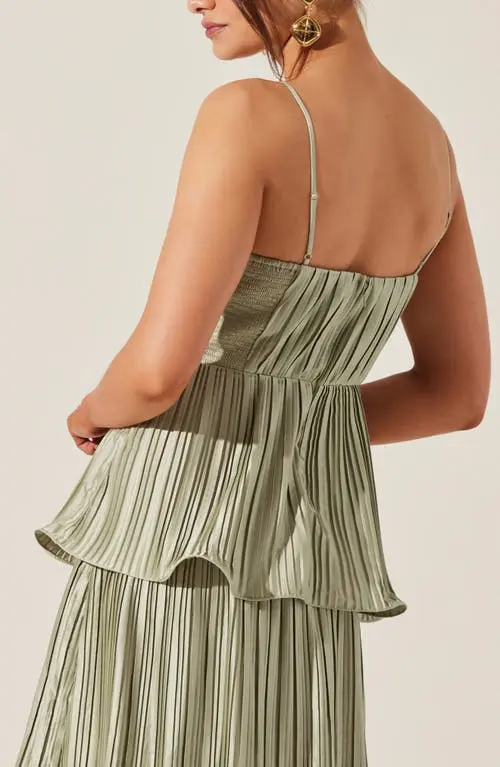 Astr The Label Lupin Plissé Sleeveless Tiered Maxi Dress
