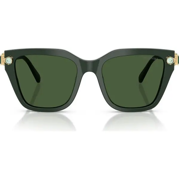 SWAROVSKI 53mm Irregular Sunglasses - Dark Green /dark Green