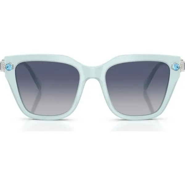 SWAROVSKI 53mm Irregular Sunglasses - Light Blue /blue