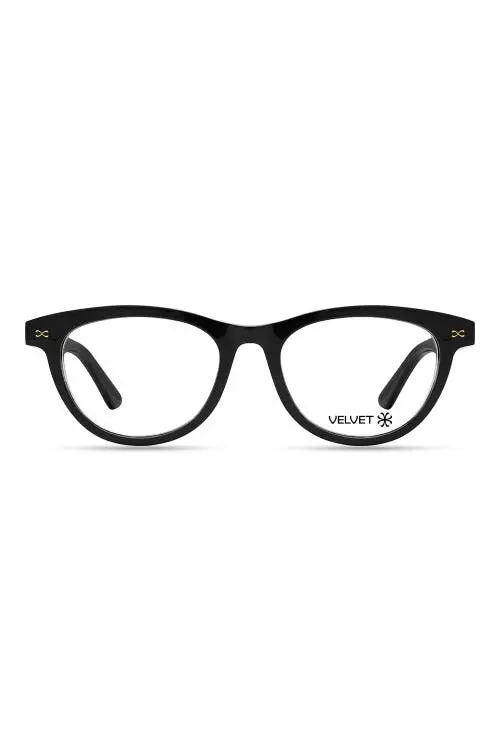 VELVET EYEWEAR Carol 55mm Oval Optical Glasses - Black
