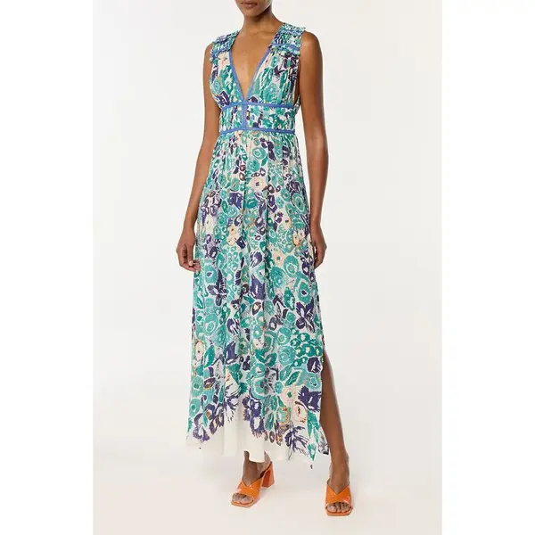 Poupette St Barth Chiara Cover-up Maxi Dress - Aqua Blue