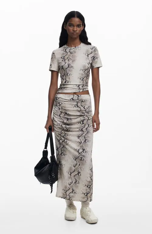 Desigual Snakeskin Print Maxi Skirt