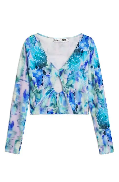 Desigual Floral Ribbed Top