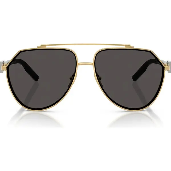 Dolce & Gabbana 62mm Oversized Pilot Sunglasses - Gold/dark Grey