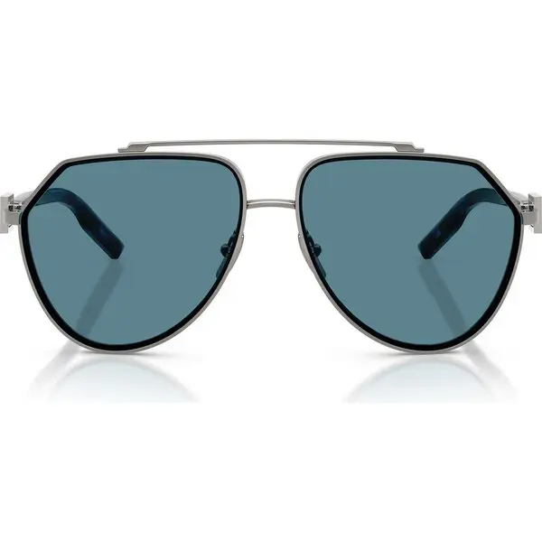 Dolce & Gabbana 62mm Oversized Pilot Sunglasses - Gunmetal